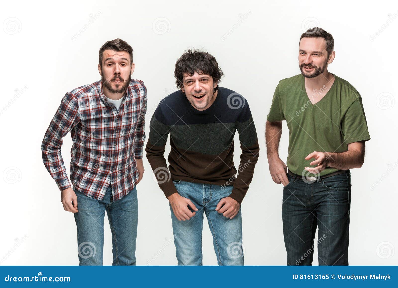 The Three Men are Smiling, Looking at Camera Stock Image - Image of ...