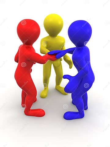 Three men. Teamwork stock illustration. Illustration of blue - 9119371