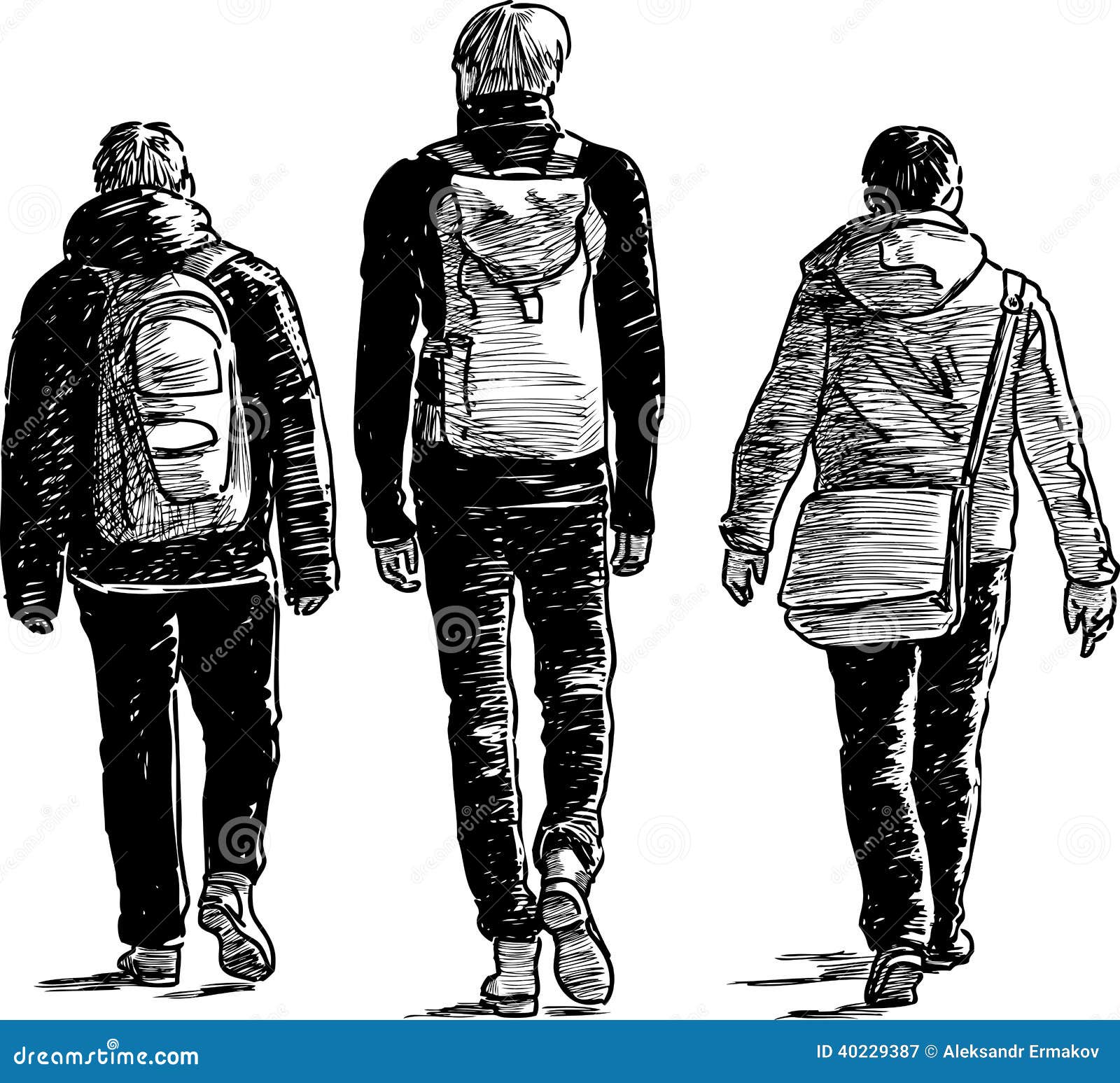 Three men stock vector. Illustration of back, moving - 40229387