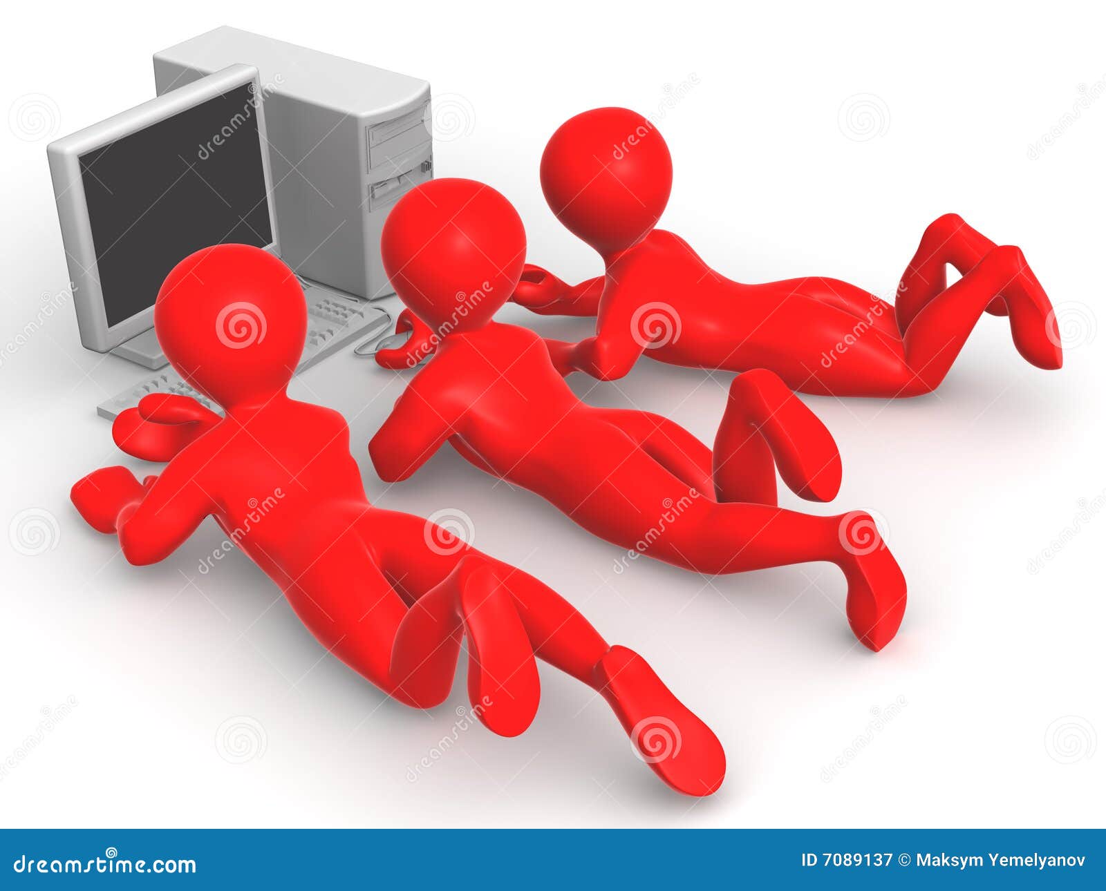 Three mens with PC stock illustration. Illustration of cartoon - 7089137