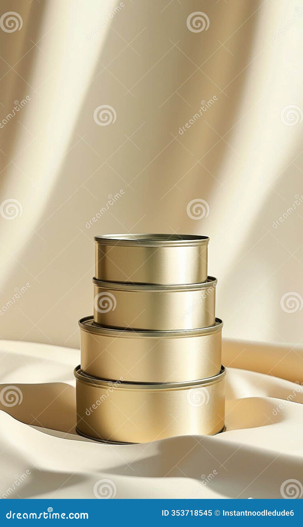 Three Metal Containers Sitting on a White Surface Stock Illustration ...
