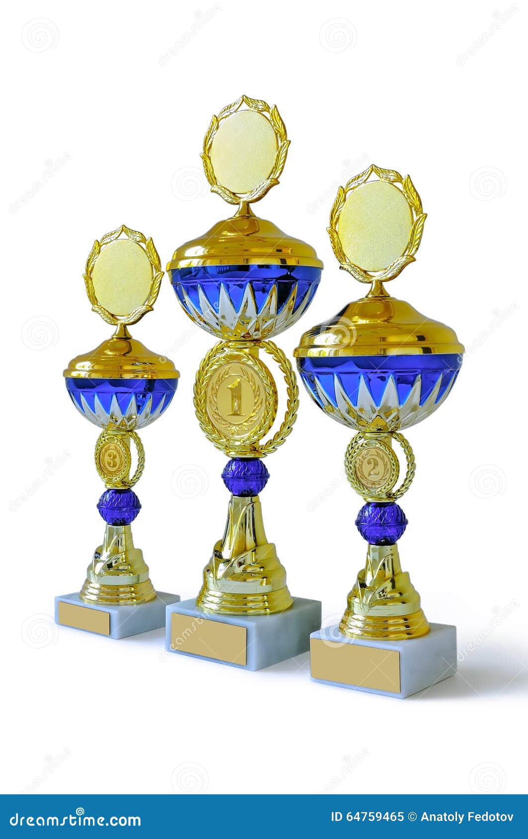 Three Metal Cups of Different Height of Gold Color Stock Image - Image ...