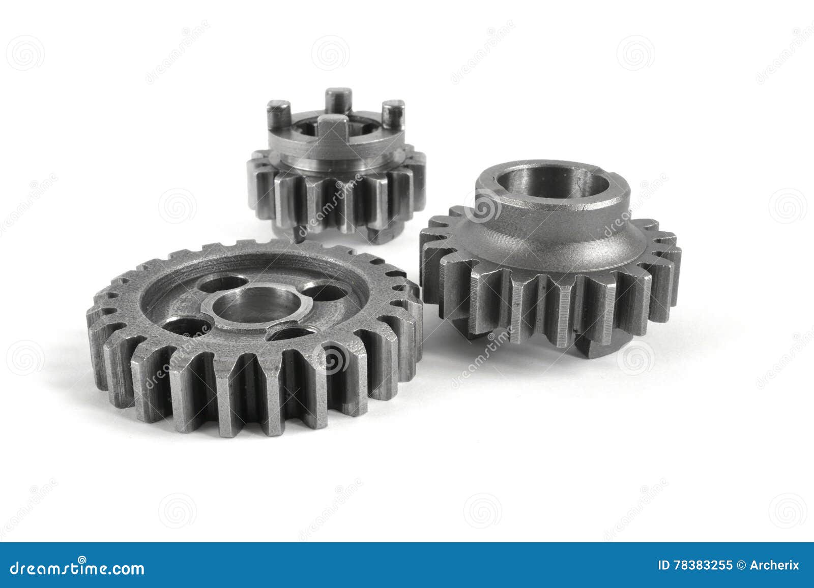 Three metal gears stock image. Image of white, metal - 78383255
