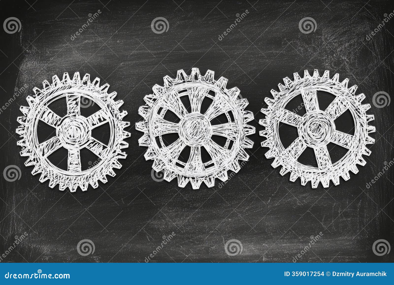 Three Metallic Cogs Interlocked on a Dark Surface Stock Photo - Image ...