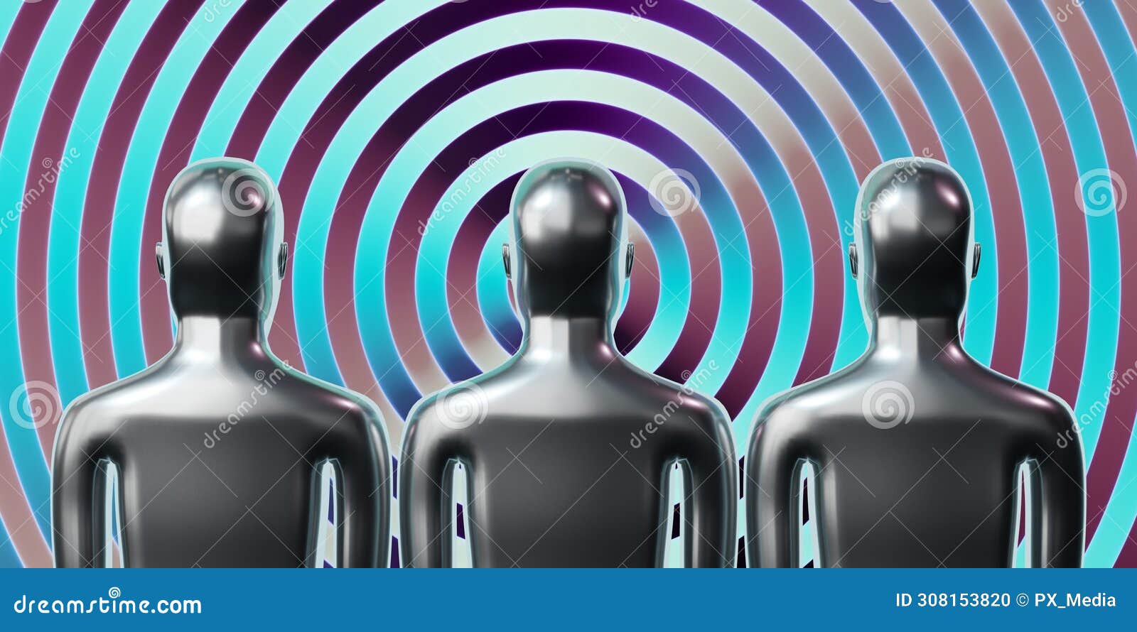 Three Metallic Head Shapes - 3D Illustration Stock Illustration ...