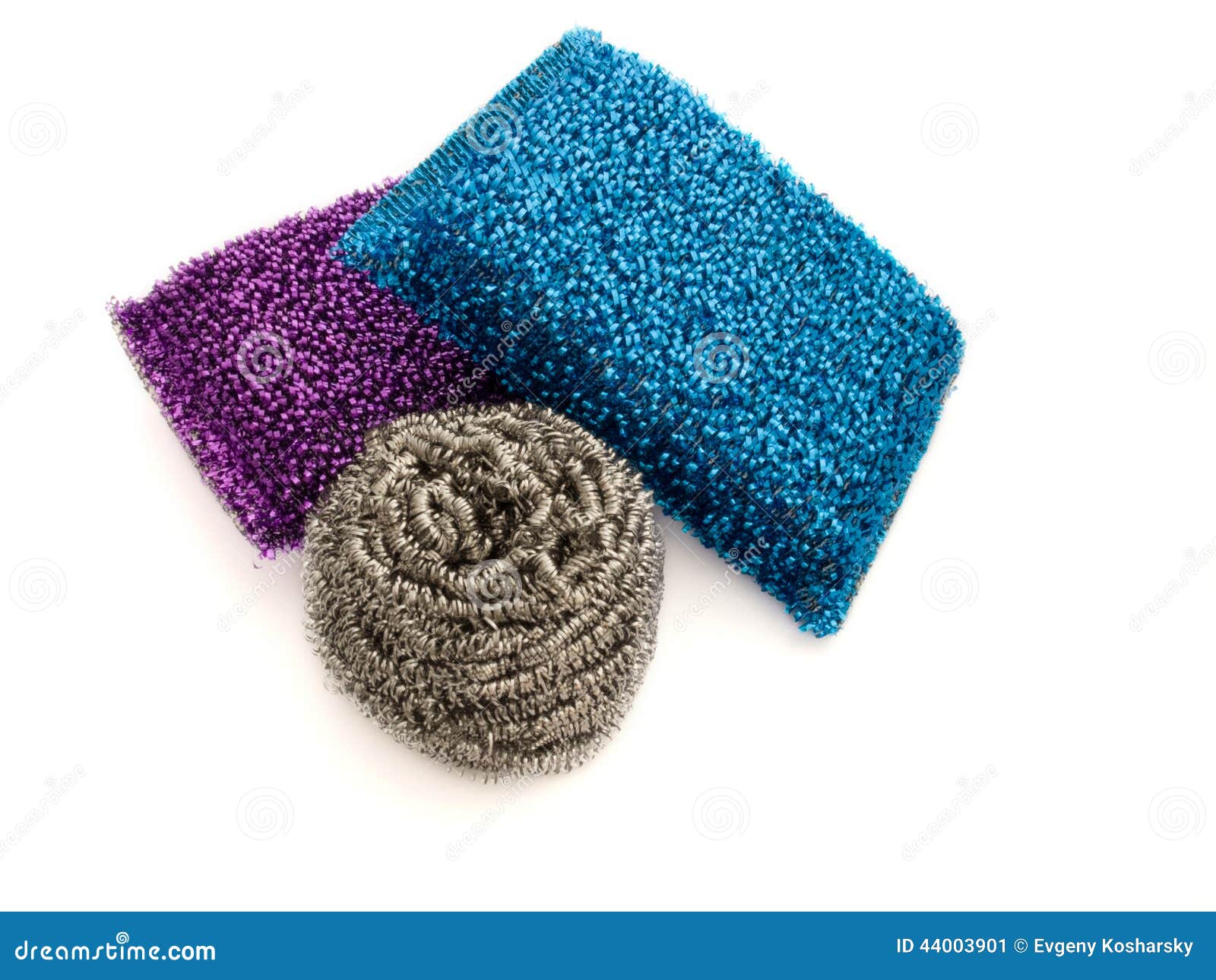 Three Metallic Kitchen Sponges Stock Image - Image of iron, violet ...