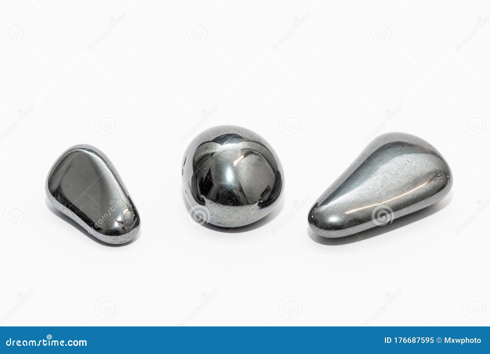 Three Metallic Looking Round and Highly Polished Rare Gemstones Stock ...