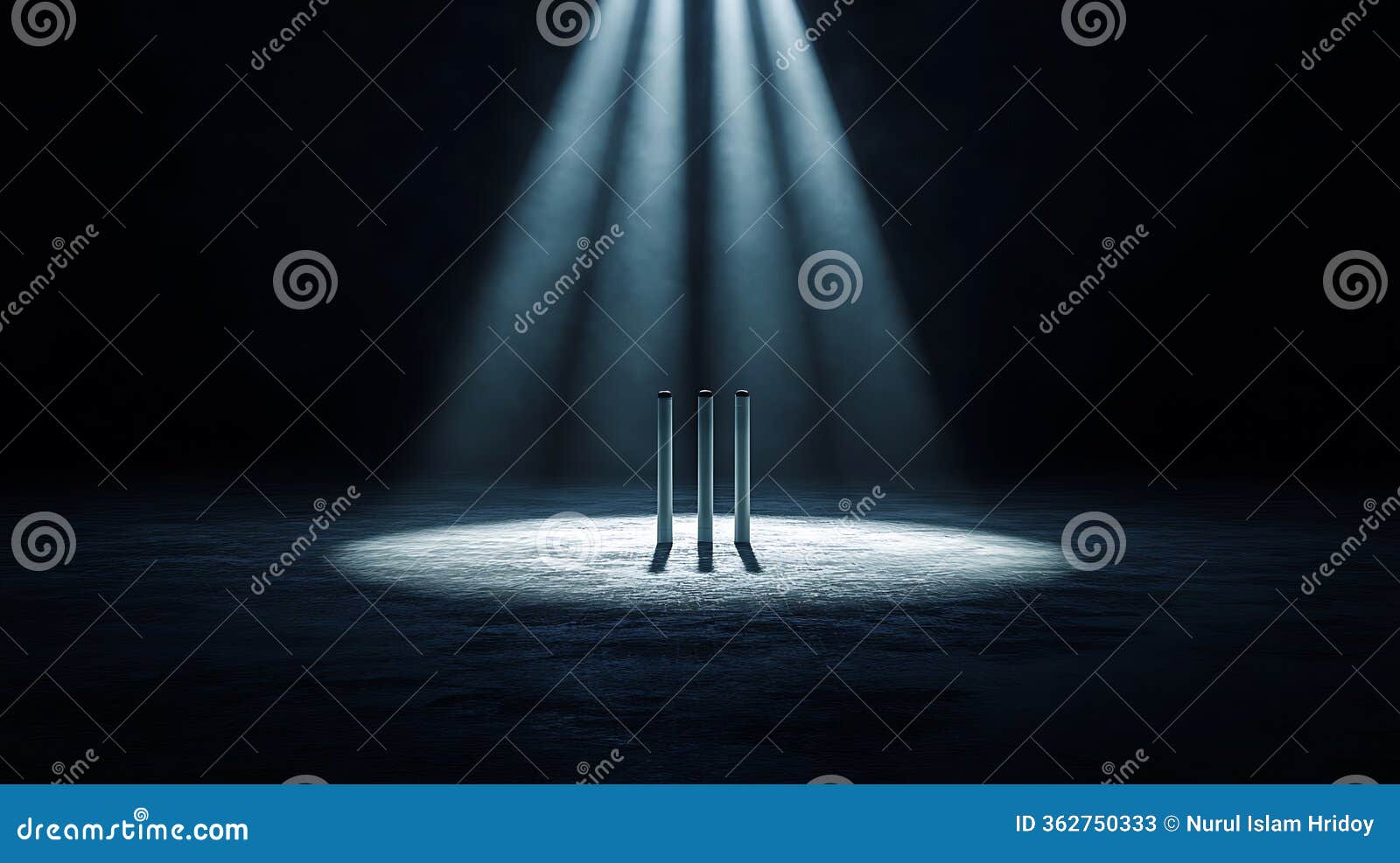 Three Metallic Pillars Under Dramatic Spotlight in Dark Space Stock ...