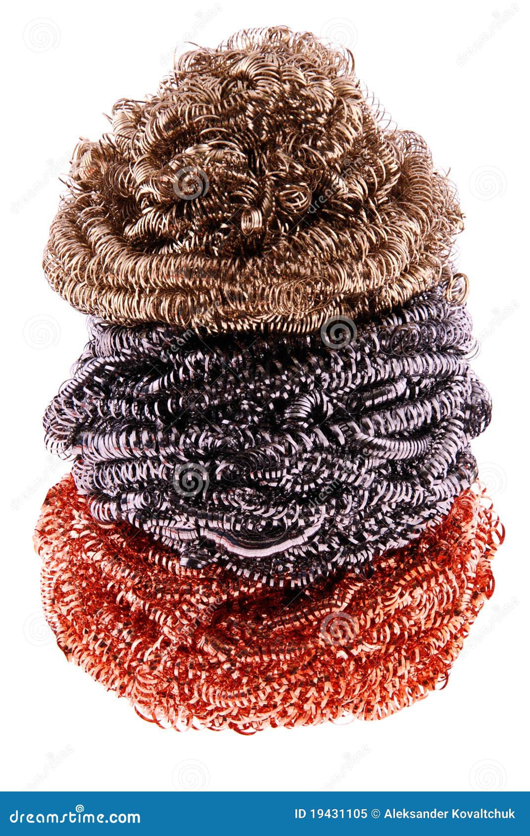 Three metallic scourer stock image. Image of scour, spiral - 19431105