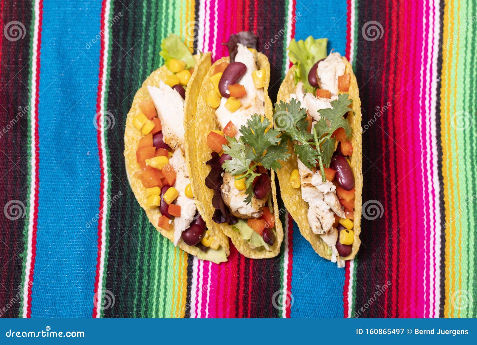 Three mexican tacos stock image. Image of grilled, overhead - 160865497