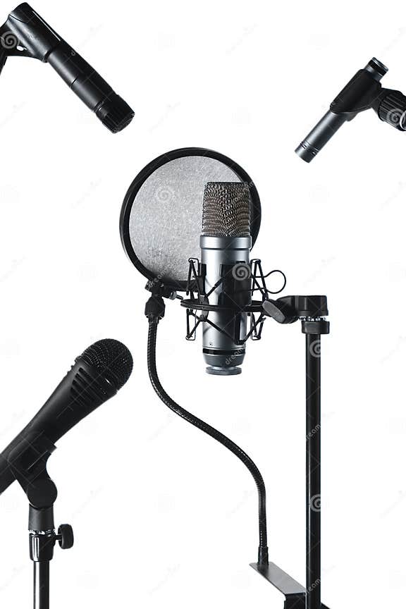 Three microphone stock image. Image of black, volume, audio - 9024081
