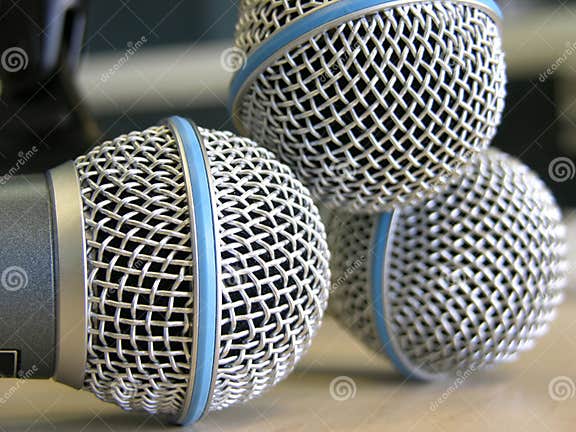 Three Microphones stock photo. Image of electronic, volume - 125662