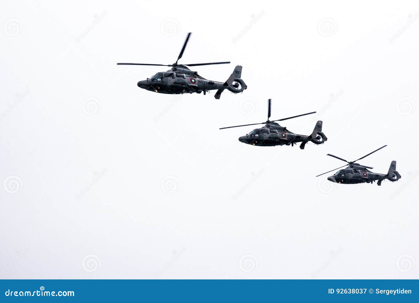 Three Military Navy Helicopters Flying in Row Stock Image - Image of ...