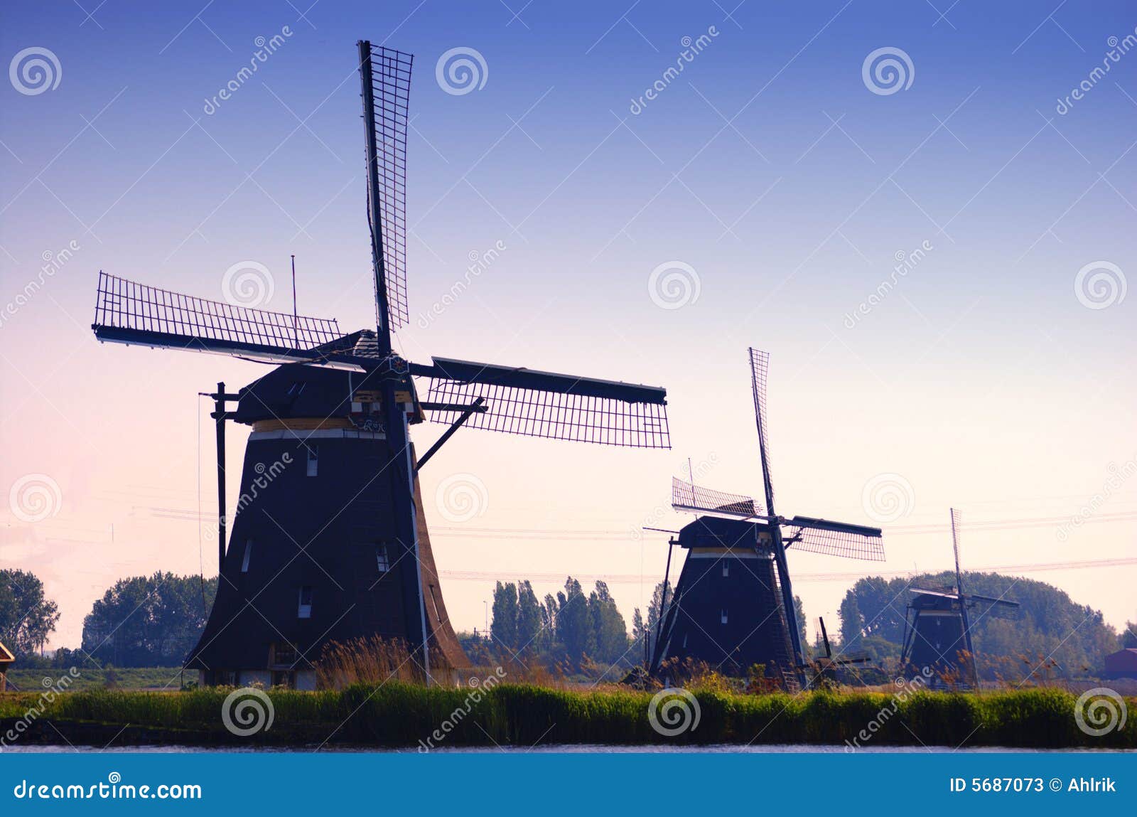 Three Mills in a Dutch Landscape -2 Stock Image - Image of forest ...