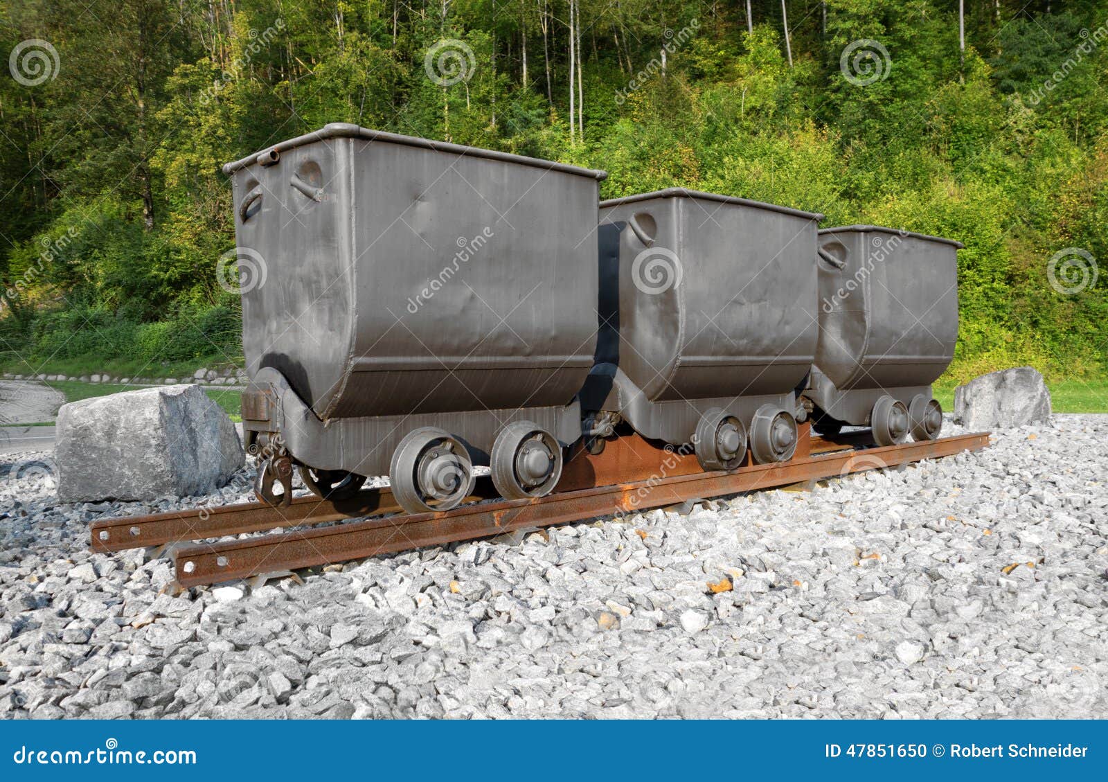 Three mine carts stock photo. Image of stone, industry - 47851650