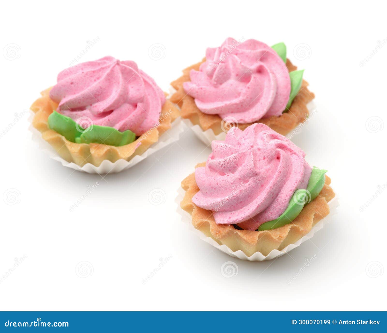 Three Mini Custard Tart Cakes Stock Image - Image of isolated, dessert ...