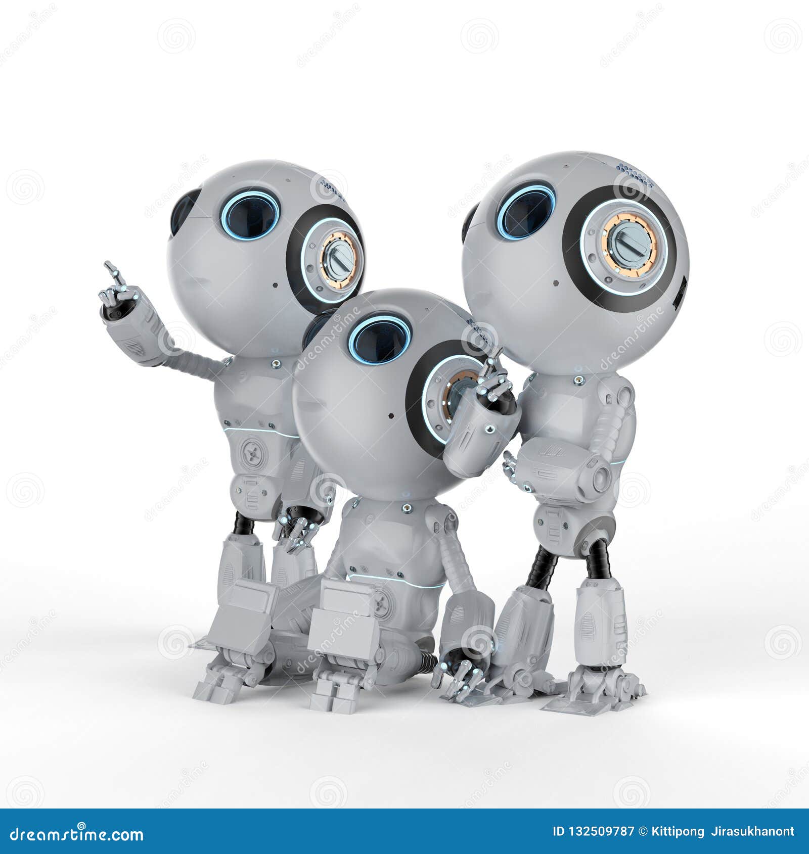 Three mini robots stock illustration. Illustration of mini - 132509787