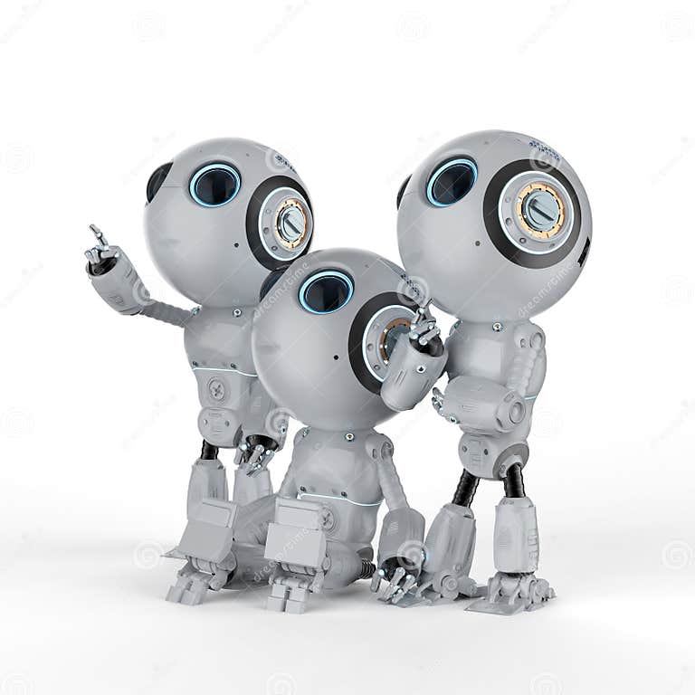 Three mini robots stock illustration. Illustration of mini - 132509787