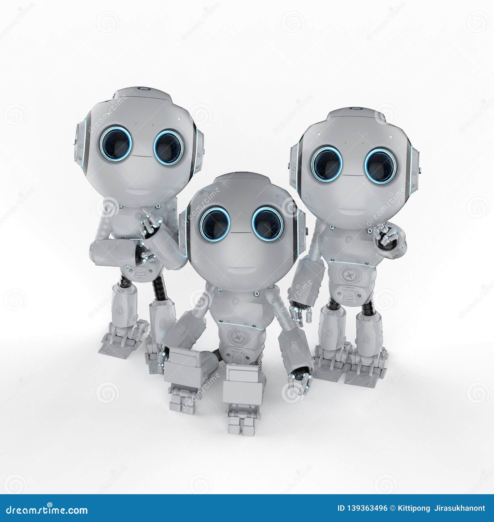 Three mini robots stock illustration. Illustration of friendly - 139363496