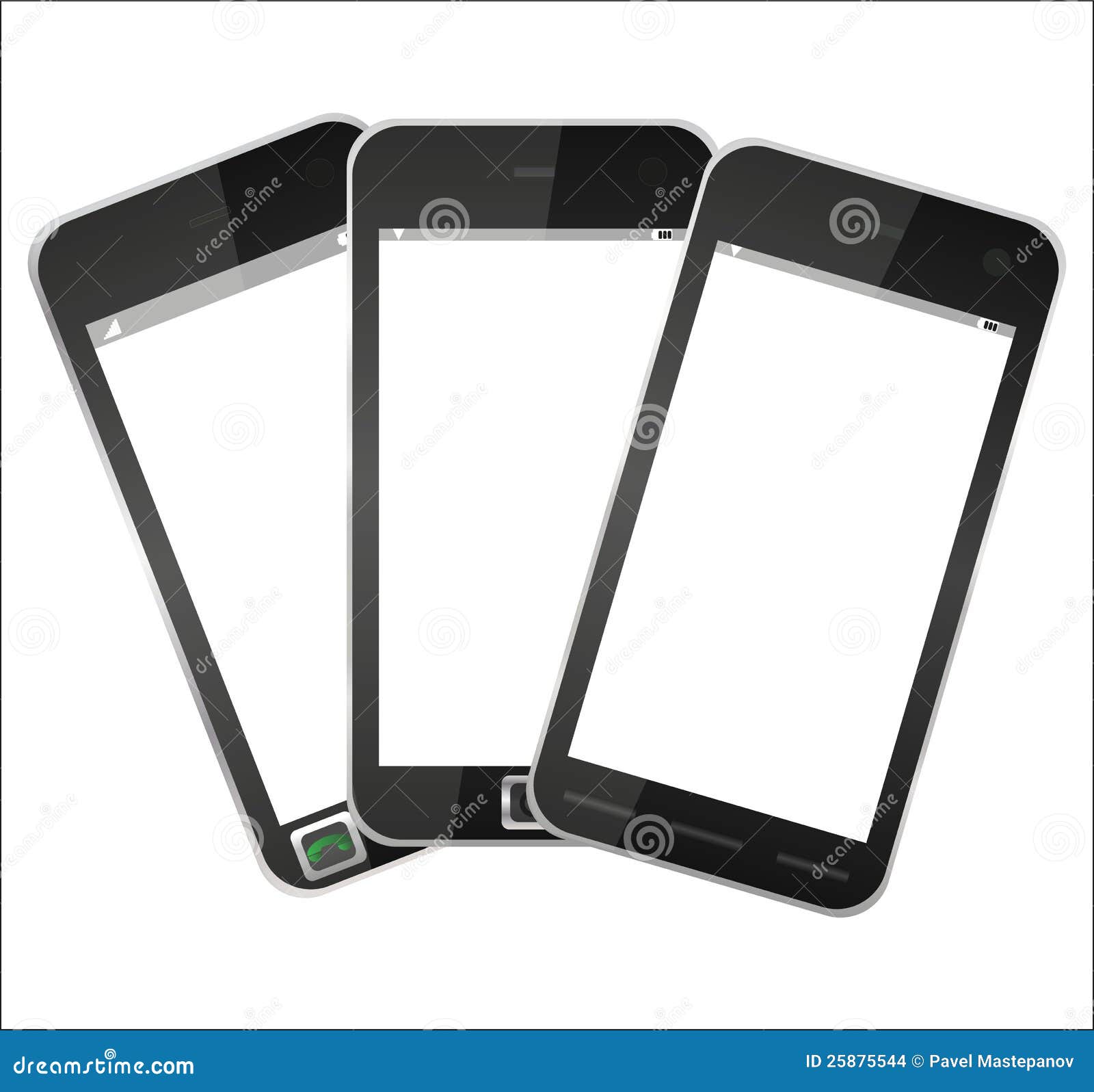 Three mobile phone stock vector. Illustration of black - 25875544