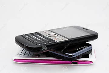 Three mobile phones stock photo. Image of gadget, bluetooth - 16327416