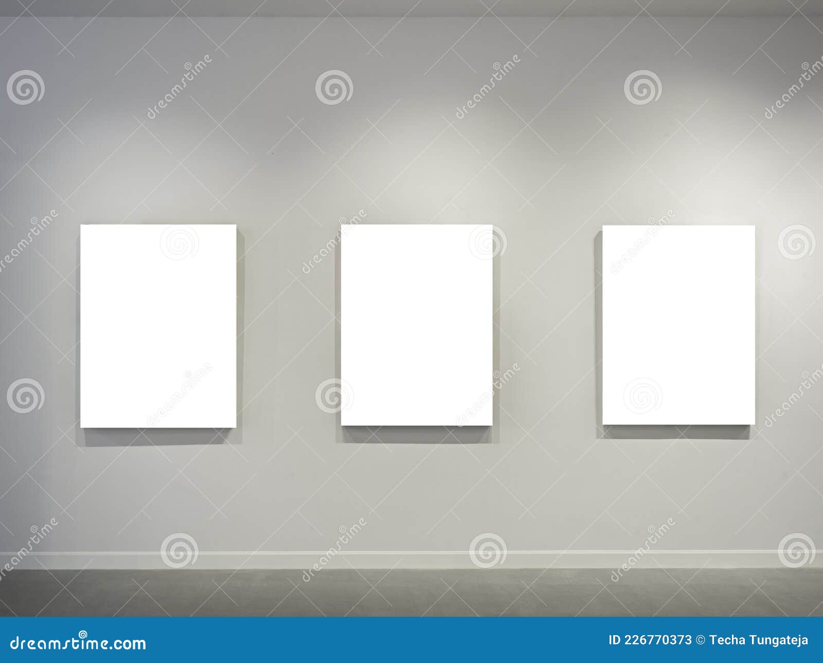 Three Mockup White Blank Museum Art Frames. Stock Image - Image of ...