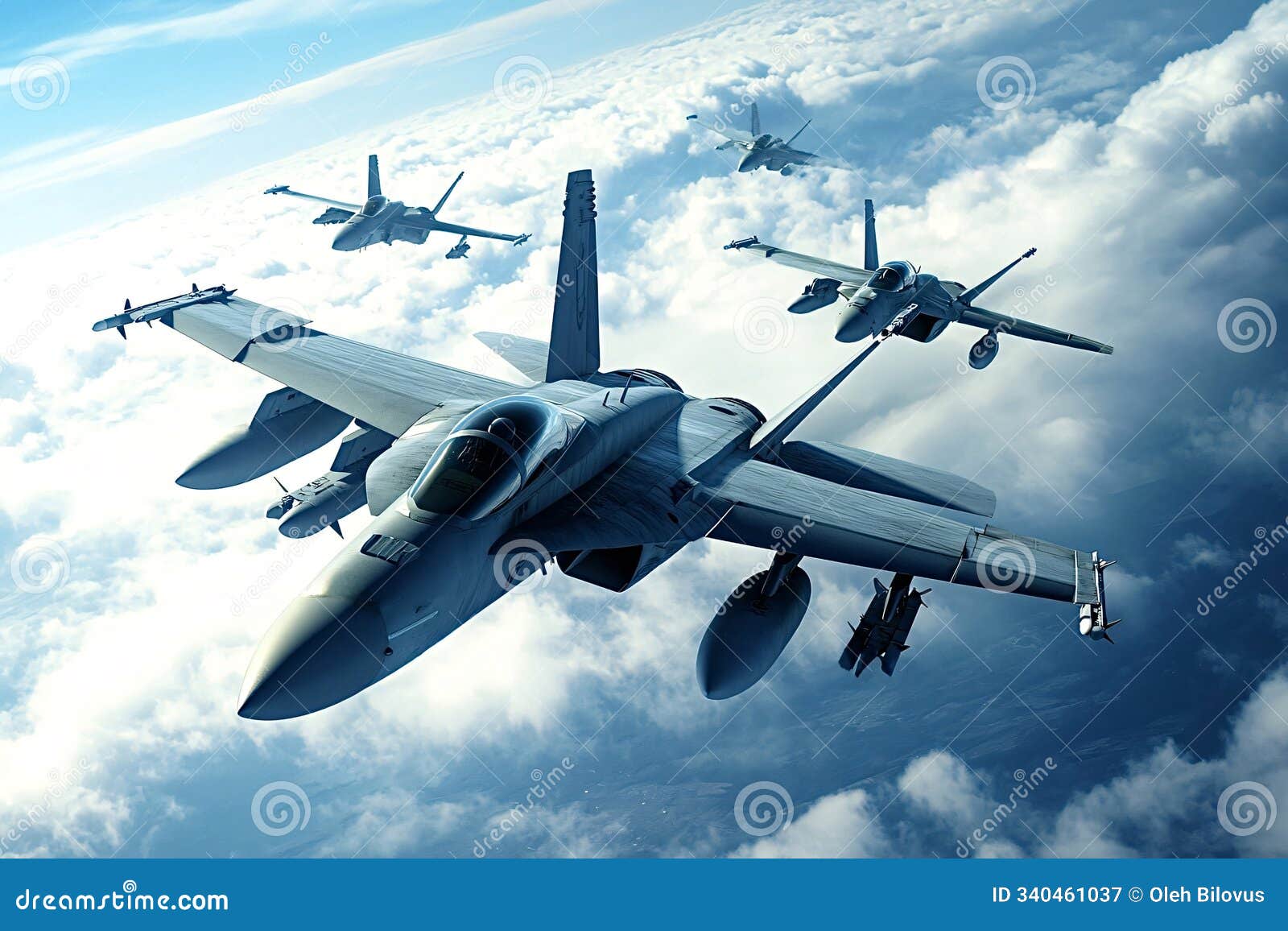 Three Modern Fighter Jets Flying in Cloudy Sky Stock Image - Image of ...