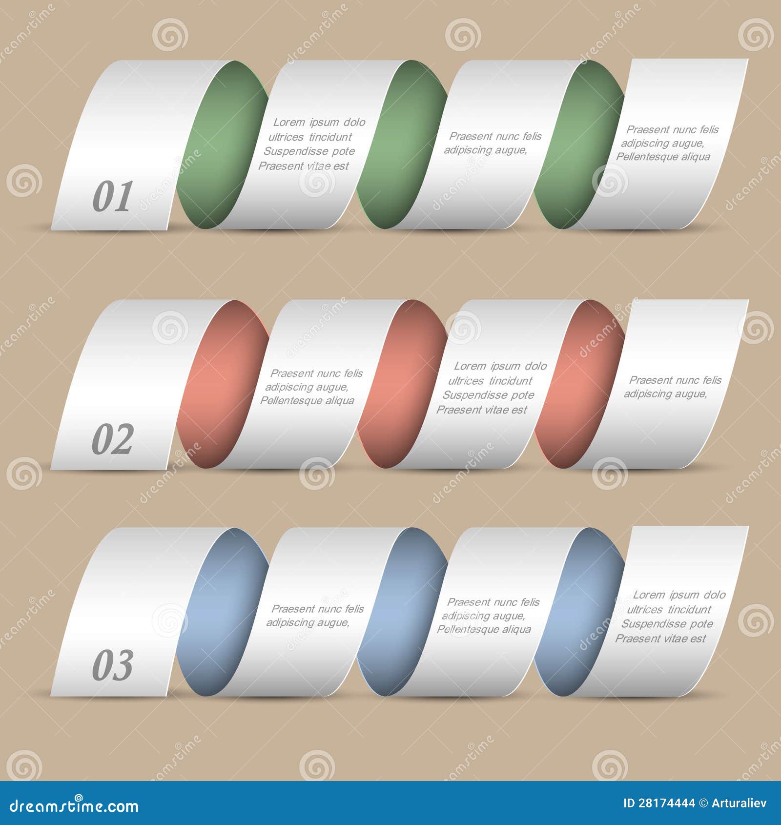 Three Modern Numbered Ribbons-banners Stock Vector - Illustration of ...