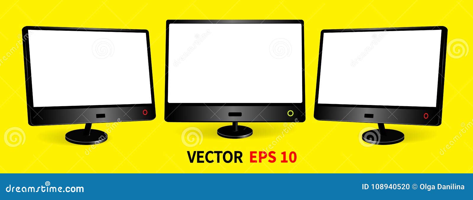 Monitors For Pc Or Tv Set Realistic Mock Ups. Lcd Led Wide Empty ...