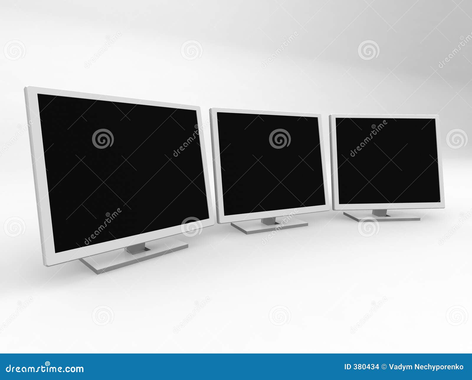 Three monitors stock illustration. Illustration of screen - 380434
