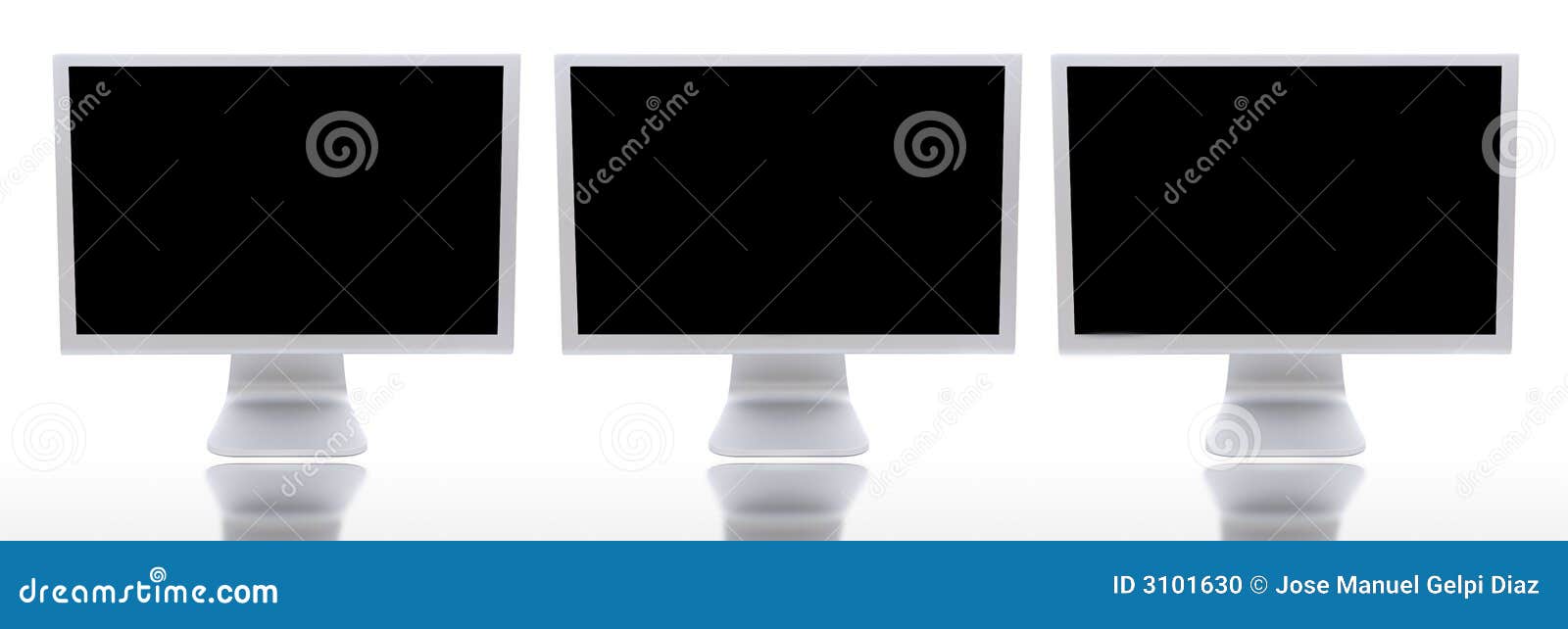 Three Monitors of Computers Stock Illustration - Illustration of hdtv ...