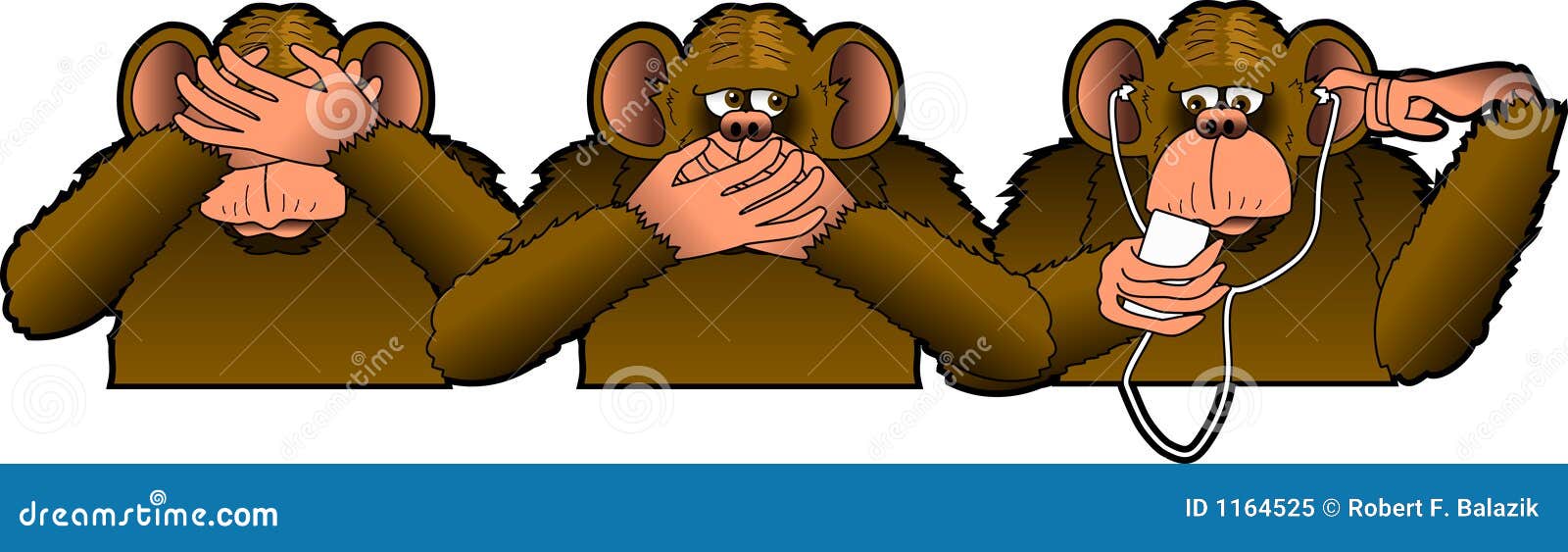 Three_Monkeys stock vector. Illustration of humor, monkeys - 1164525