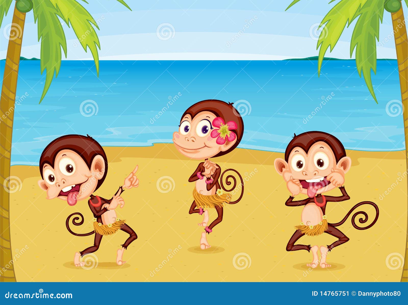 Monkeys On The Beach Stock Illustration | CartoonDealer.com #94797955