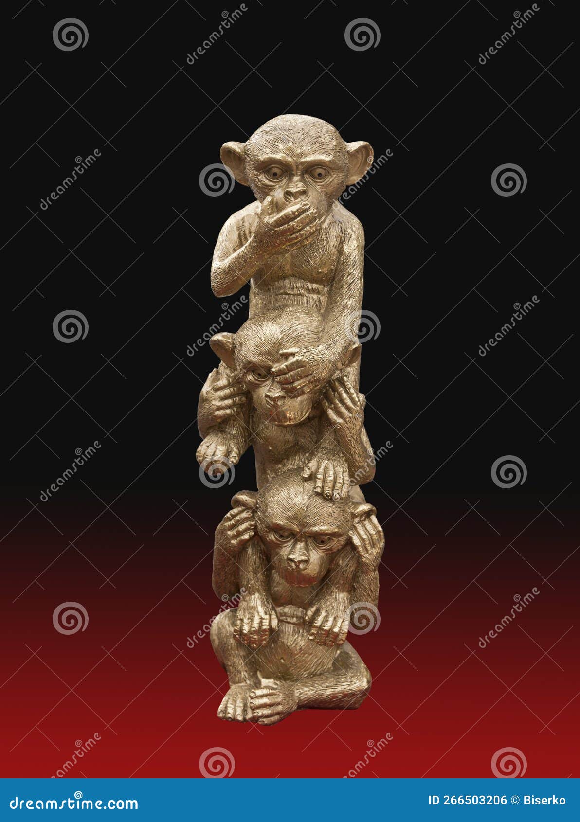Three monkeys sculpture stock photo. Image of body, animals - 266503206