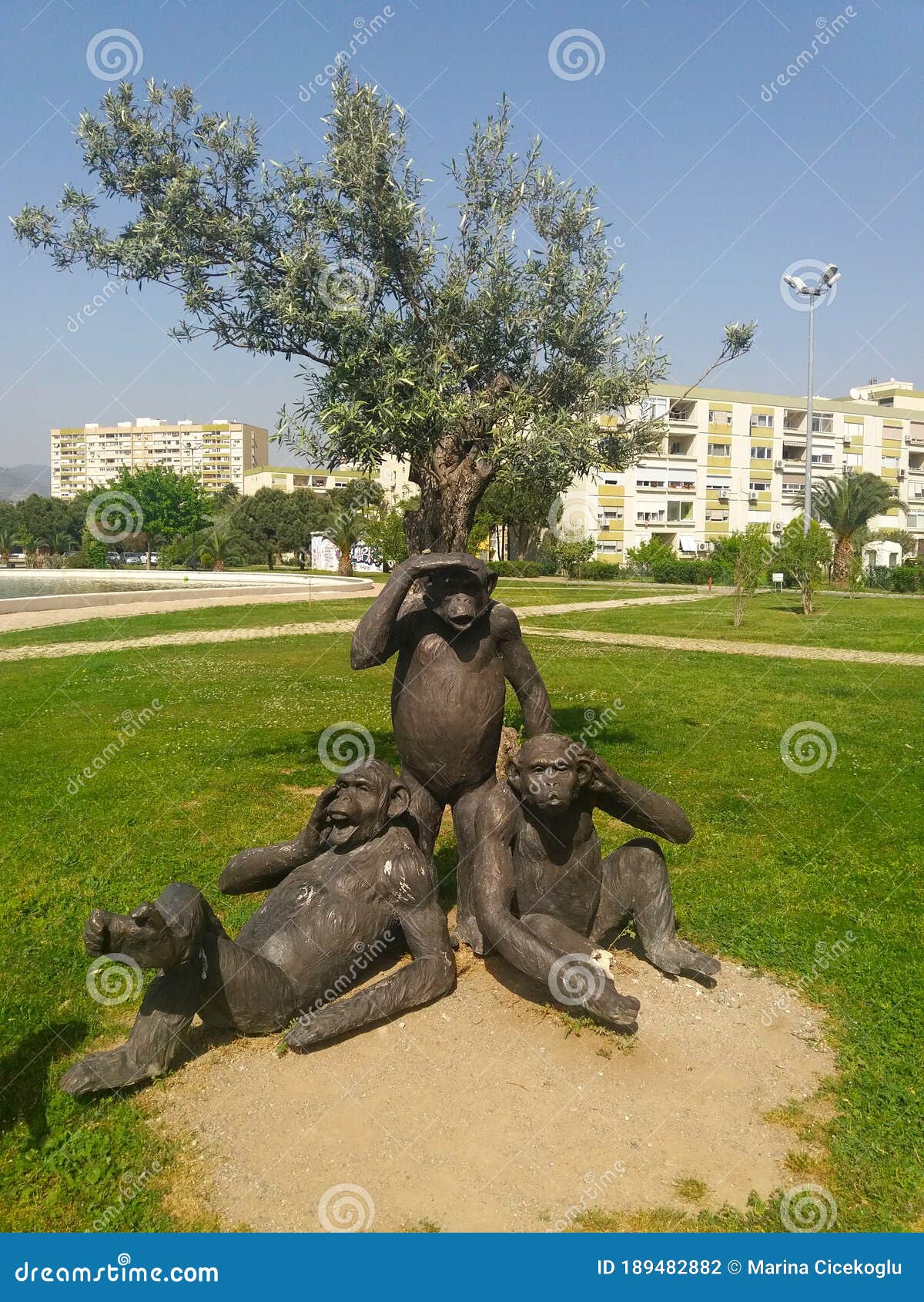 Three Monkeys Sculpture in Izmir, Turkey Stock Photo - Image of turkey ...