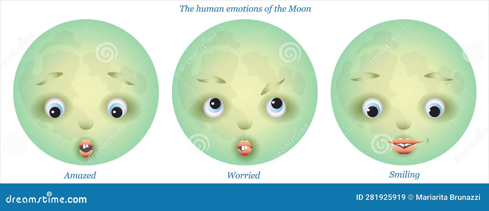 Three moon face emoticons stock vector. Illustration of love - 281925919