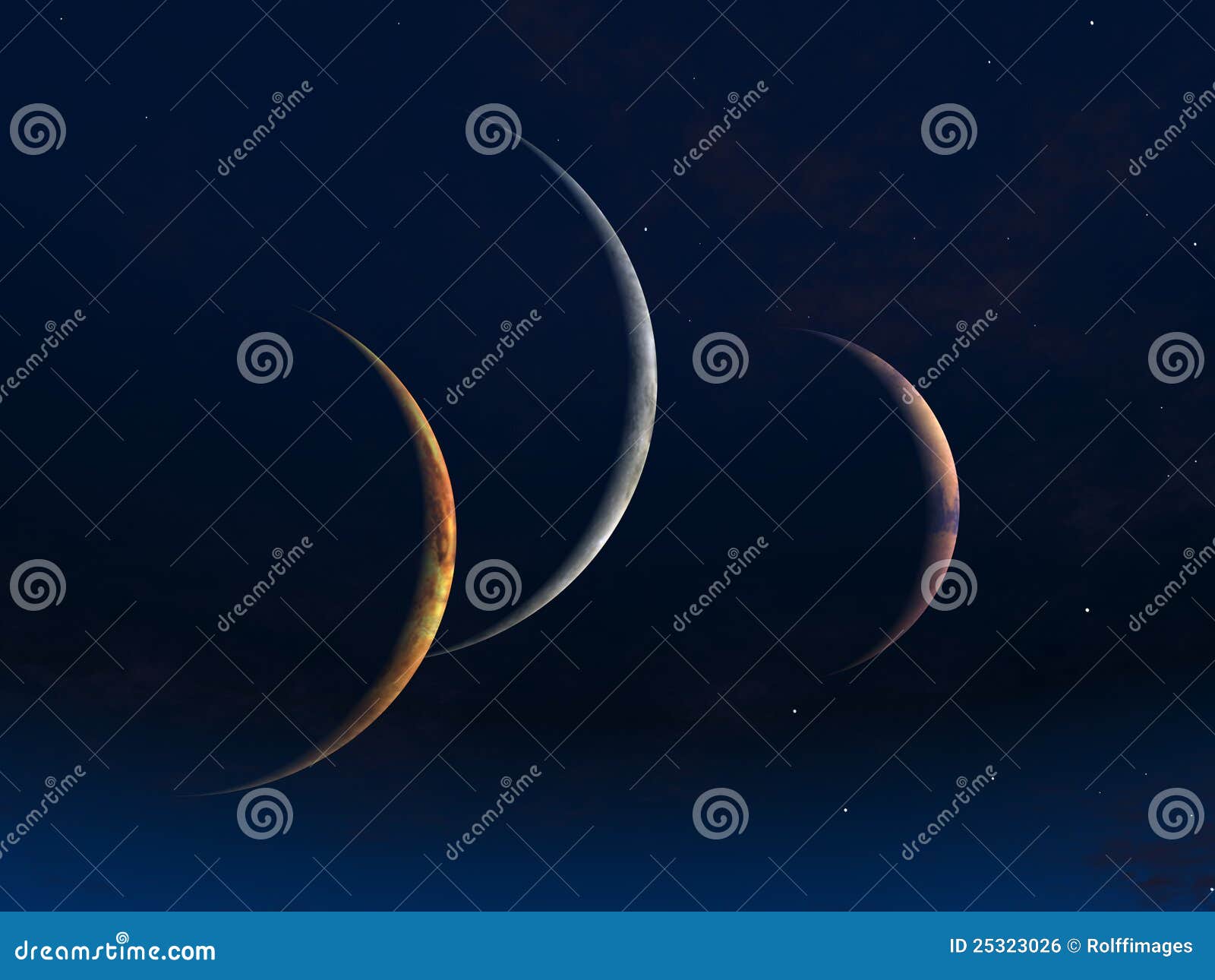 Three moons stock illustration. Illustration of horizon - 25323026