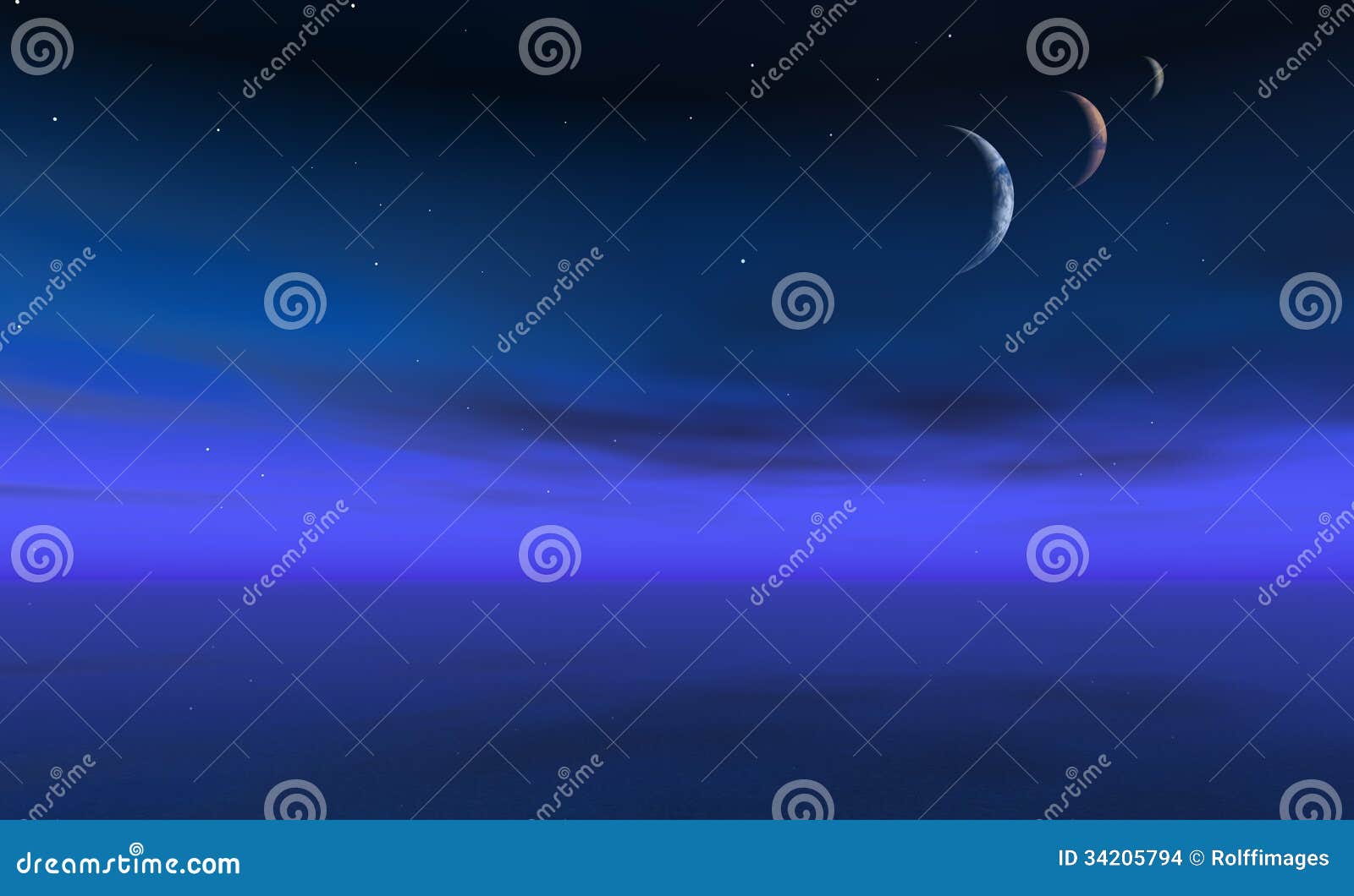 Three moons stock illustration. Illustration of galaxy - 34205794