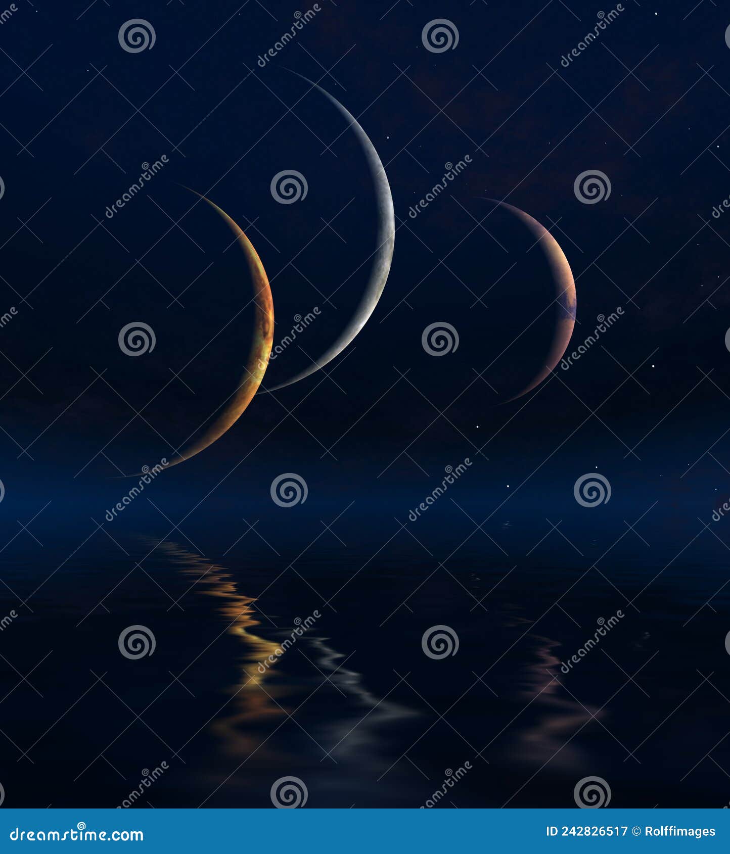 Three moons stock illustration. Illustration of background - 242826517