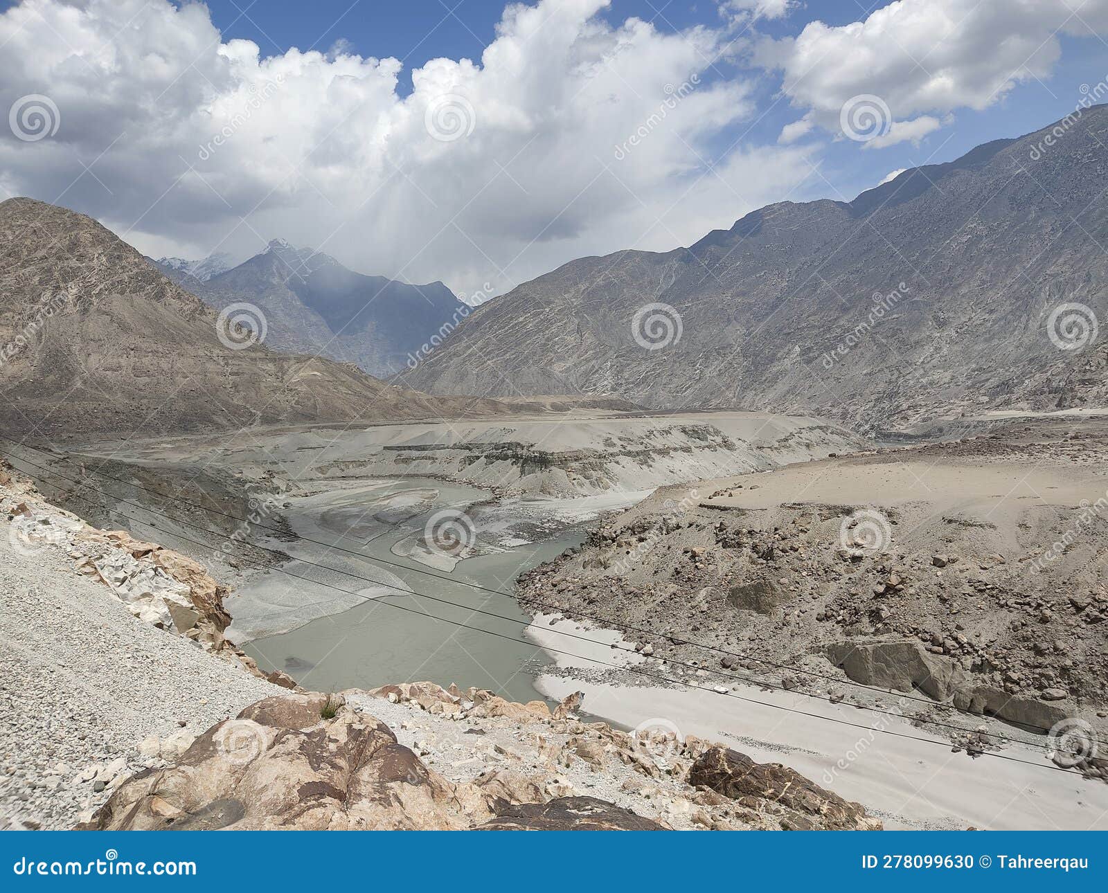 Three Mountain Ranges Junction Point Stock Photo - Image of ridge, lake ...