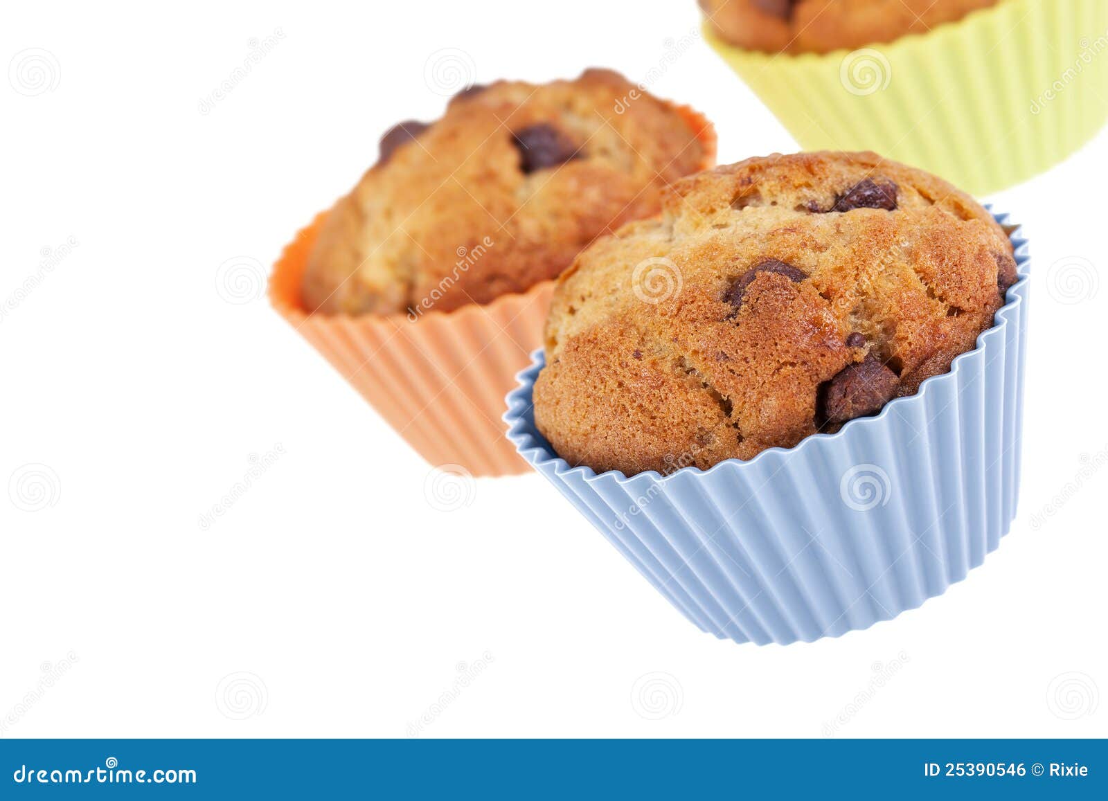 Three muffins stock photo. Image of dessert, health, copyspace - 25390546