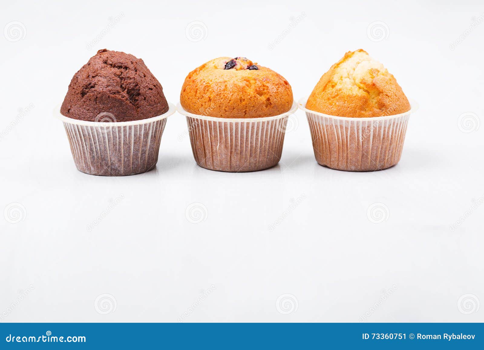 Three Muffins / Cupcake : Nature, With Chocolate Chips, With Chocolate ...