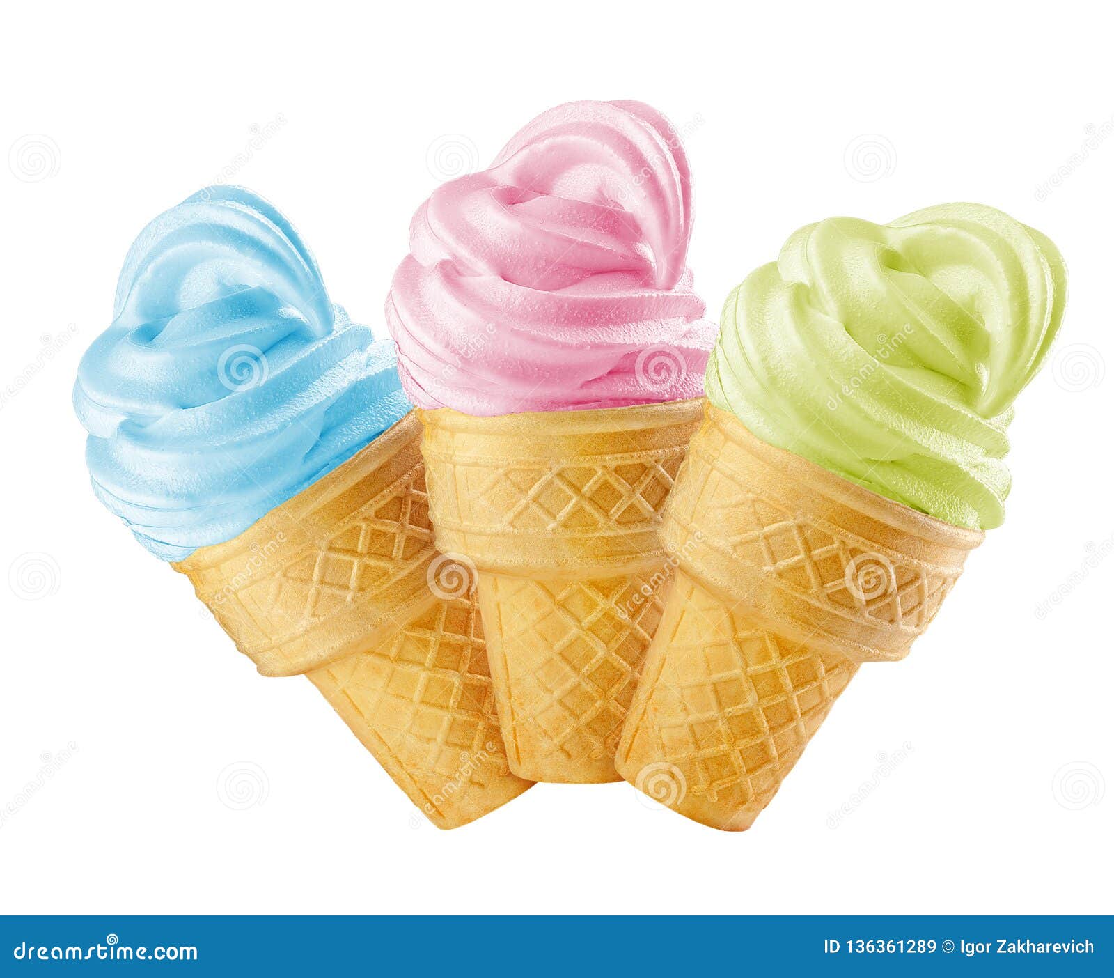Three Multi-colored Ice Cream Stock Image - Image of eaten, cool: 136361289