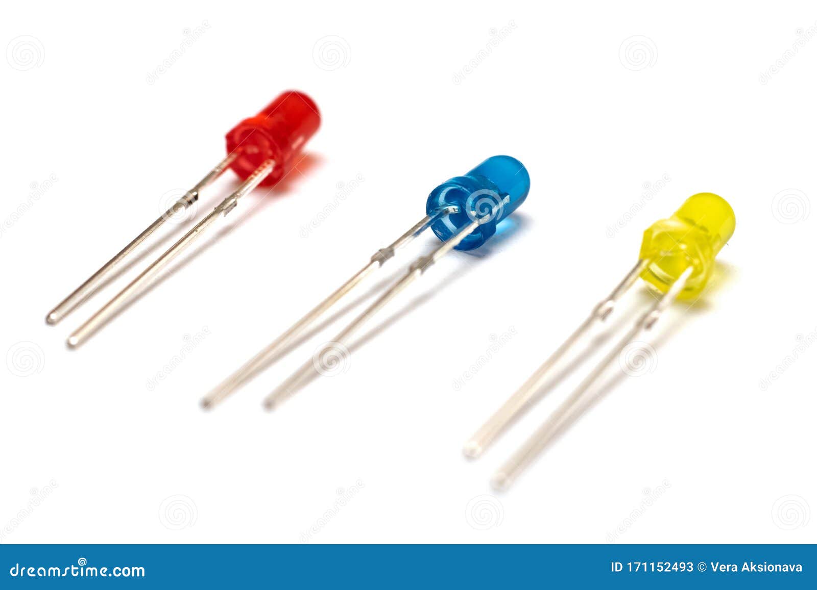 Three Multicolored LEDs Isolated on White Background Stock Image ...