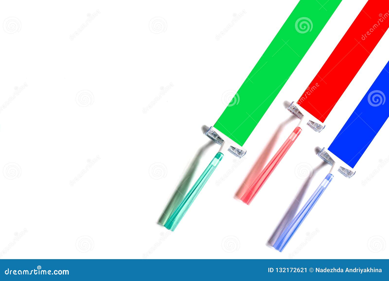 Three Multi-colored Razors Leave Colored Marks Stock Image - Image of ...