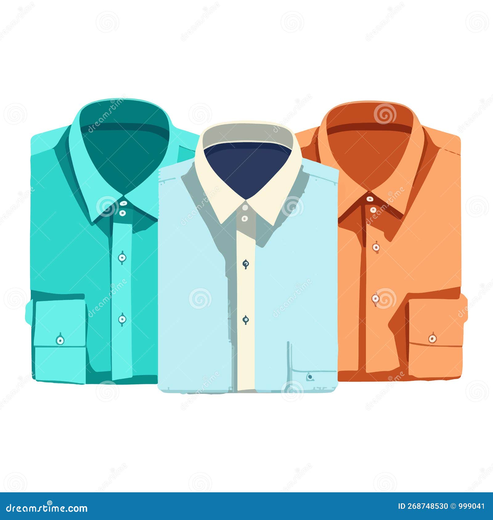 Three Multi-colored Shirts Lie Folded. Vector Stock Eps10. Isolate on a ...