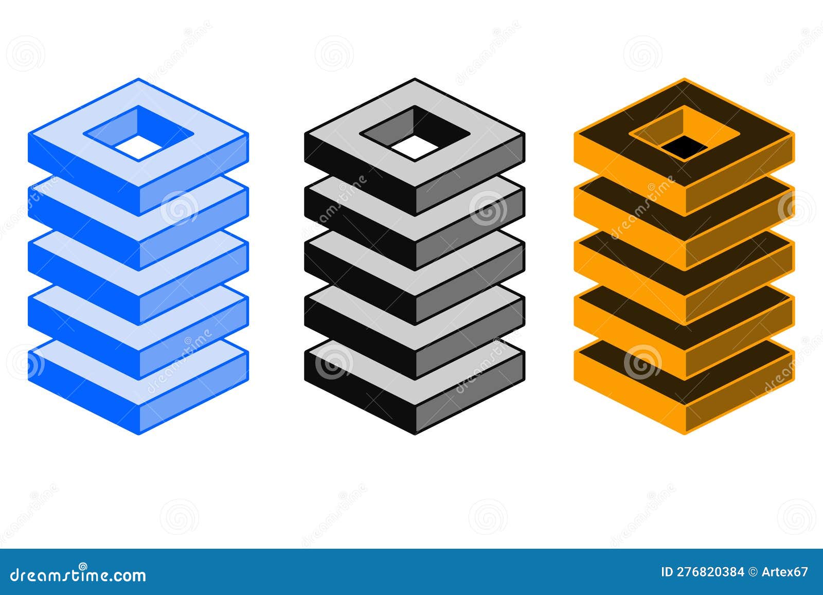Three Multi-colored Square Pyramids Stock Vector - Illustration of ...