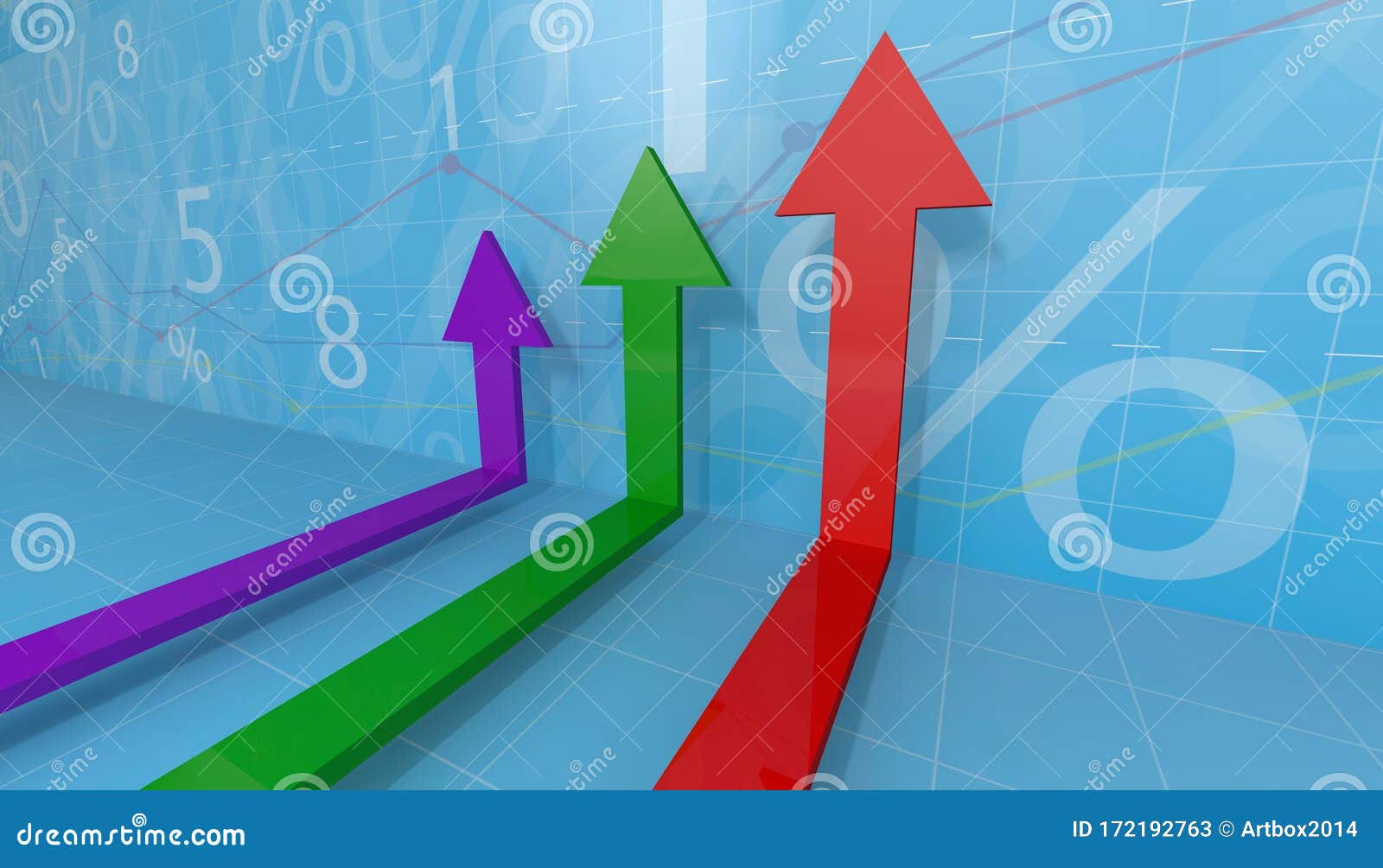 Three Multi-colored Up Arrows Stock Illustration - Illustration of ...