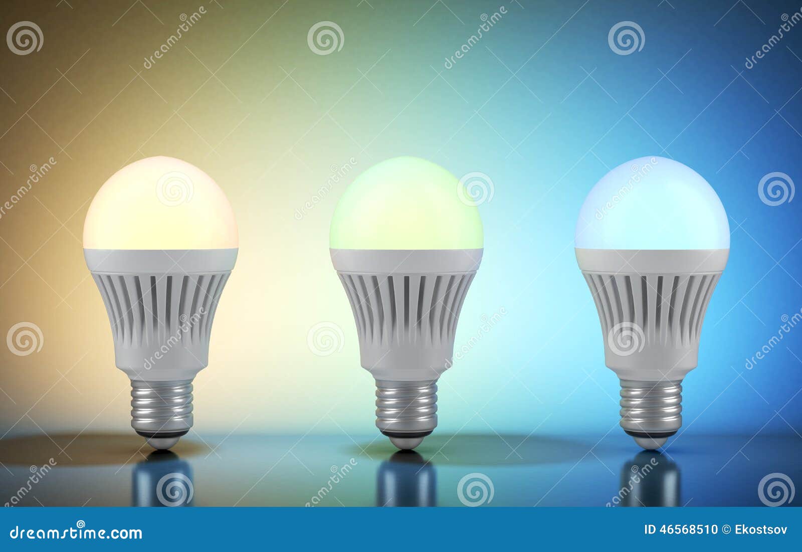 Three Multicolor LED Bulbs with Wireless Remote Stock Illustration ...