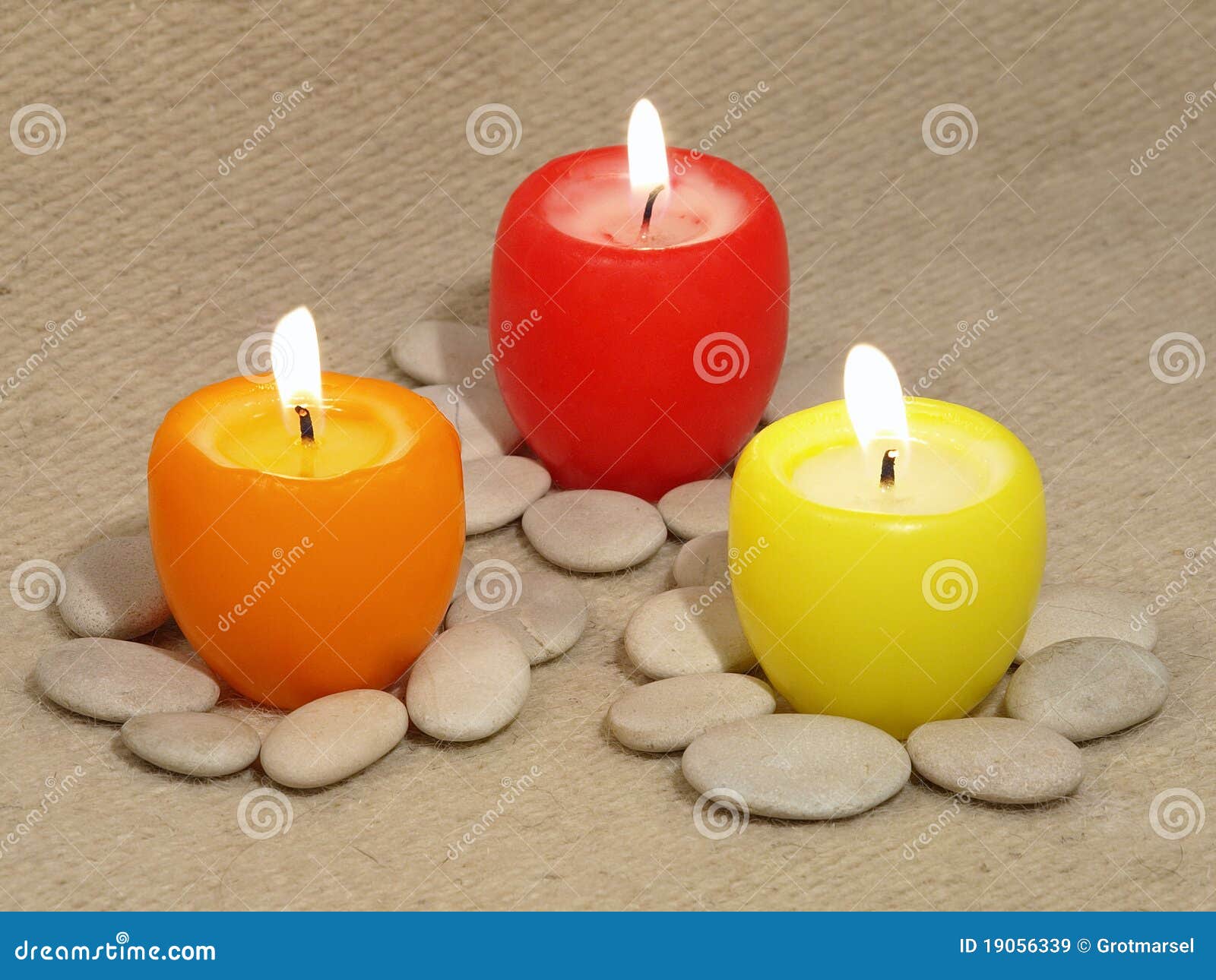 Three Multicolored Candles. Stock Image - Image of magic, colored: 19056339